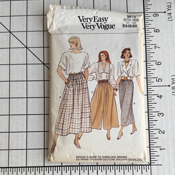 Vogue | Office | Very Easy Very Vogue 983 1987 Skirt Culottes Sewing ...